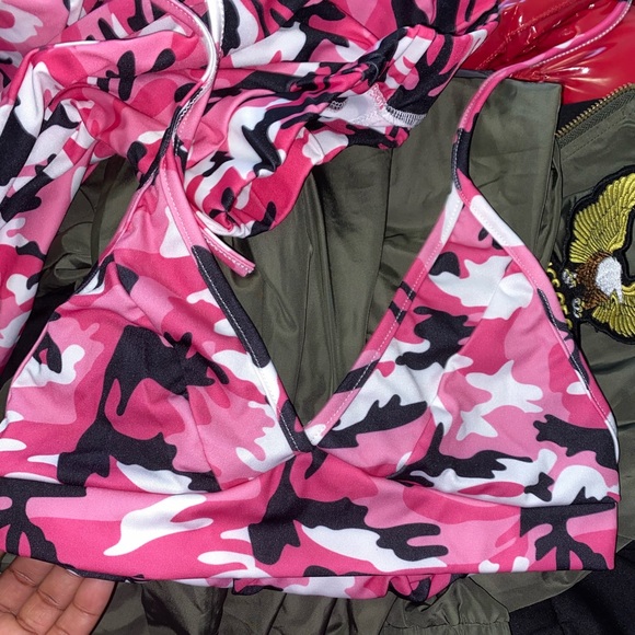 monee shops | Tops | Pink Army Print Matching Set | Poshmark